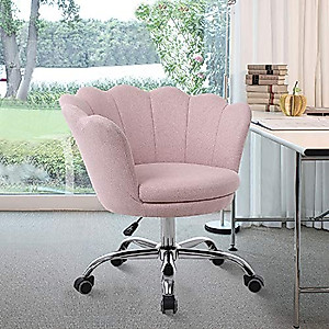 SSLine Home Office Chair,Modern Linen Fabric Desk Task Chair Accent Chair,Computer Desk Chair with Swivel and Adjustable,Accent Home Office Task Chair Executive Chair with Soft Seat (Pink-2)