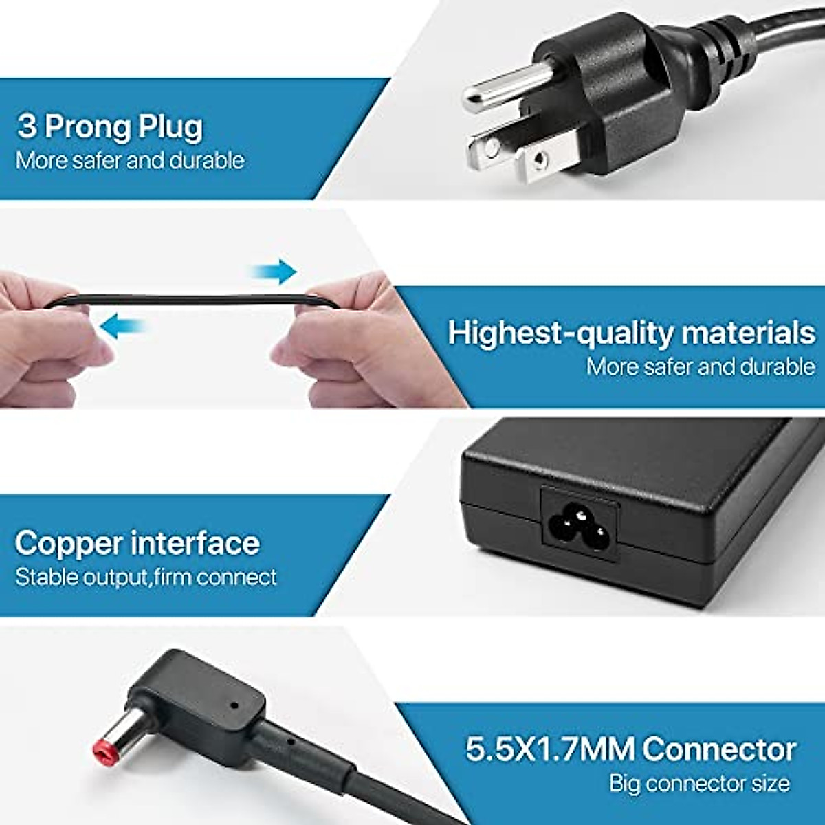 180W Predator Helios 300 Charger Fit for Acer Predator Helios 300 PH315-52 PH315-53 Triton 500 Aspire 7 A717-71G Acer Nitro 5 Series Gaming Laptop ADP-180MB K Power Supply Cord