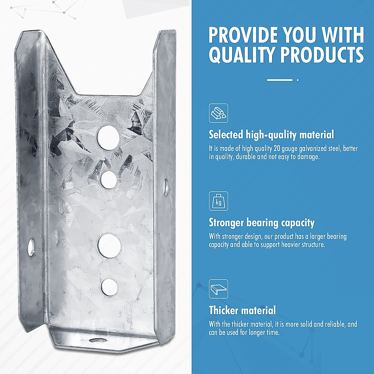 LukLoy 10 Pack 2x4 Brackets for Wood Rail, Fence Brackets Repair Kit Galvanized, Deck Railing Bracket Connectors for 2"×4"(Actually 1.5"x3.5") Wood Post, Includes 70PCS 304 Stainless Steel Screws