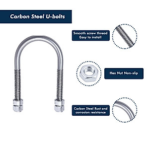 U-Turn - 2 inch Pipe Size U-Bolt with Nuts, 304 Stainless Steel (2-7/16 inch ID) (2 Pieces)