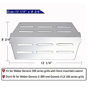 Leship Grill Replacement Parts for Weber Genesis 300 Series E310 E320 E330 EP310 EP320 EP330 S310 S330 Grills(Front Control), 17.5-inch Flavorizer Bars and Heat Deflectors Replace for Weber 7620 7622