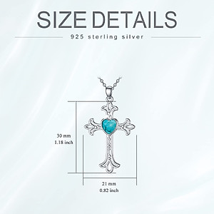 BETHZA Turquoise Cross Necklace for Women 925 Sterling Silver Real Turquoise Filigree Cross Pendant Religious Jewelry Gifts for Wife Girlfriend
