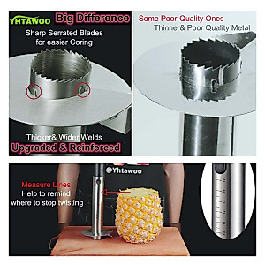 Pineapple Corer and Slicer [Reinforced sharp blades & Heavy duty & Durable], Yhtawoo Pineapple Cutter Corer Peeler, Stainless Steel Decorer Fruit Knife,Easy Core Remover