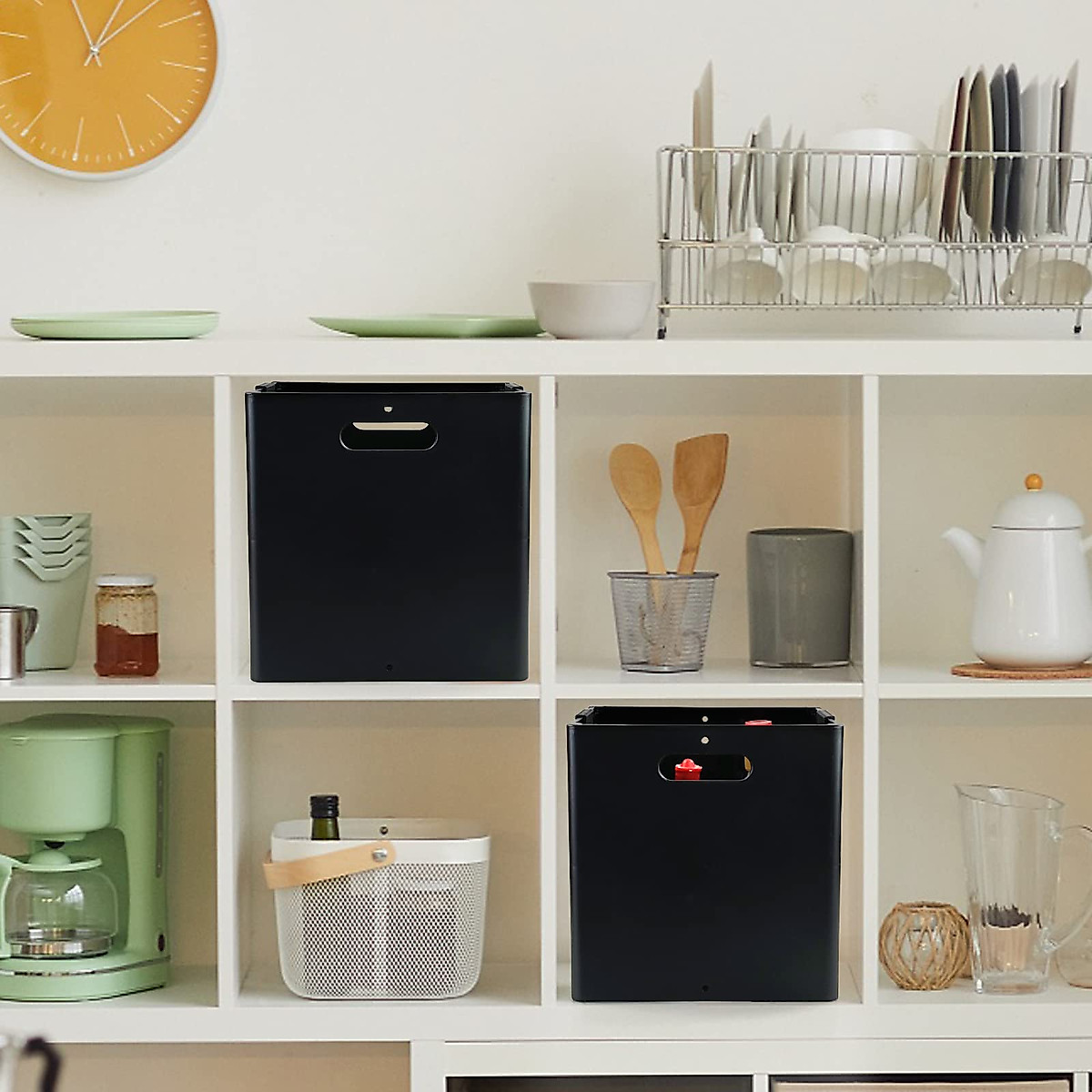 Morcte 4-Pack Collapsible Plastic Storage Cubes Organizer, Black Folding Cube Storage Bins