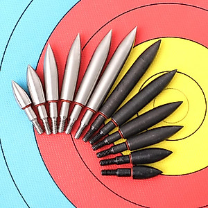 HNZMDY 12 Pcs Archery Arrow Field Points 100/150/200/250/300/350 Grain Bullet Points Screw in Broadheads (Black, 150 grain)