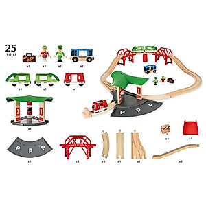 BRIO World - 33627 Travel Station Set | 25 Piece Train Toy with Accessories and Wooden Tracks for Kids Ages 3 and Up