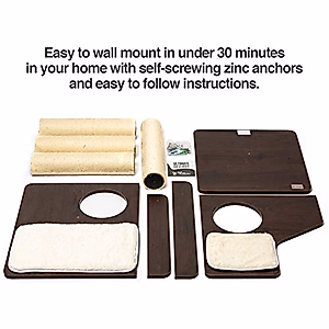 PetFusion Ultimate Cat Climbing Tower & Activity Tree. (24 x 20.8 x 76.8 inches (lwh) Tall Sisal Scratching Posts, Modern Wall Mounted cat Furniture, Espresso Finish). 1 Year Manufacturer Warranty