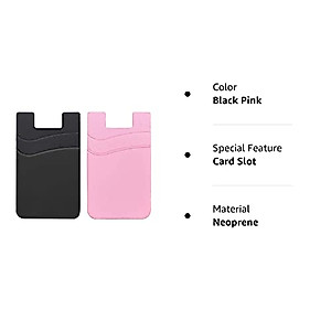 SS Phone Card Holder, Phone Wallet Stick On Silicion Card Holder for Back of Phone Credit Card Suitable for iPhone Samsung Galaxy Any Smartphone