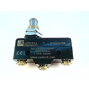 RADWELL VERIFIED SUBSTITUTE BZ-2RQ1-A2-SUB MICROSWITCH - 15A, Panel Mount Plunger, Substitute for Honeywell BZ-2RQ1-A2