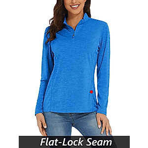 MAGCOMSEN Uv Protection Shirts for Women Long Sleeve Shirts Women Summer Shirts Running Shirts Workout Athletic Shirts Sea Blue L