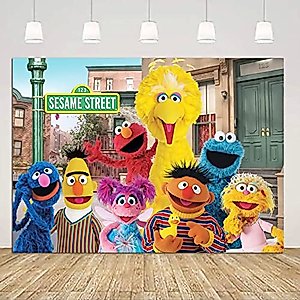 Cartoon Doll Animal Photo Background for Baby Children 1st 2nd Happy Birthday Party Banner Street Scene Photography Backdrop Baby Shower Cake Table Decor 5x3ft