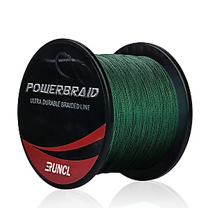 RUNCL PowerBraid Braided Fishing Line, Ultra Durable Braided Line 4 Strands - Seamless Weaving Tech, Enhanced Coating Tech, Zero Stretch, High Sensitivity (Moss Green, 300Yds, 30LB(13.6kgs))