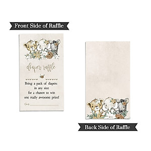 Paper Clever Party Flora Safari Diaper Raffle Tickets for Baby Shower Games, Invitation Insert Cards, 50 Pack