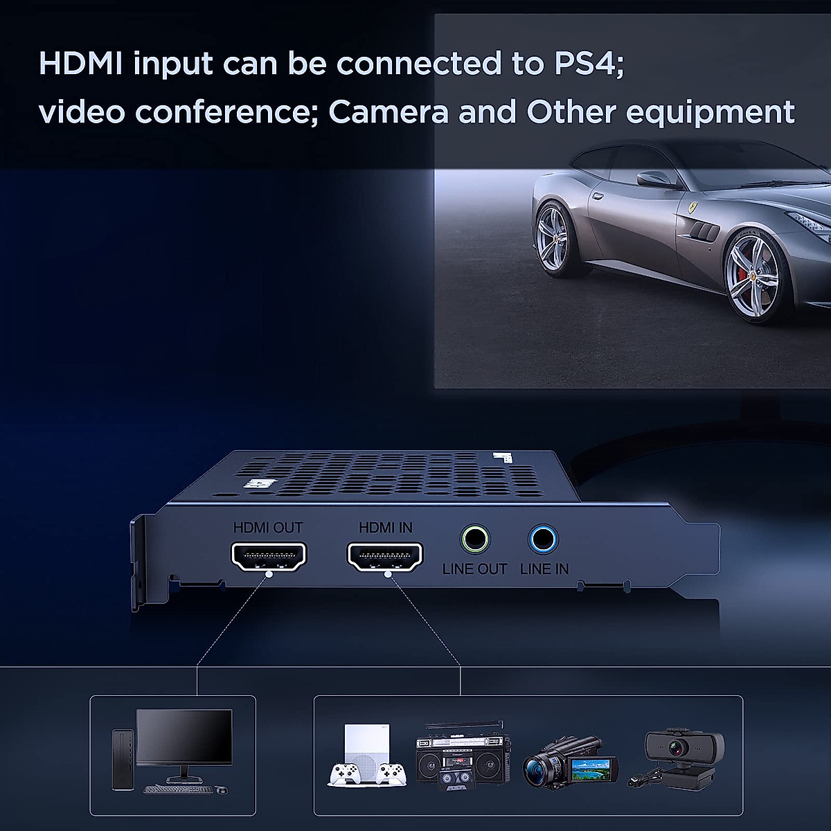 MYPIN Game Capture Card, HDMI PCI-E 4K 30fps Record & Live Stream from Gaming Systems, Camcorders, DSLRs,Support Zero Delay HDMI Loop-Out