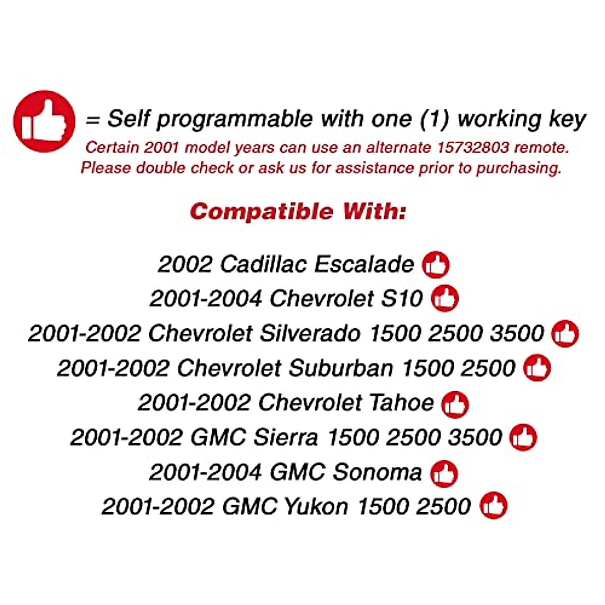 KeylessOption Keyless Entry Remote Car Key Fob and Key Replacement for 15042968