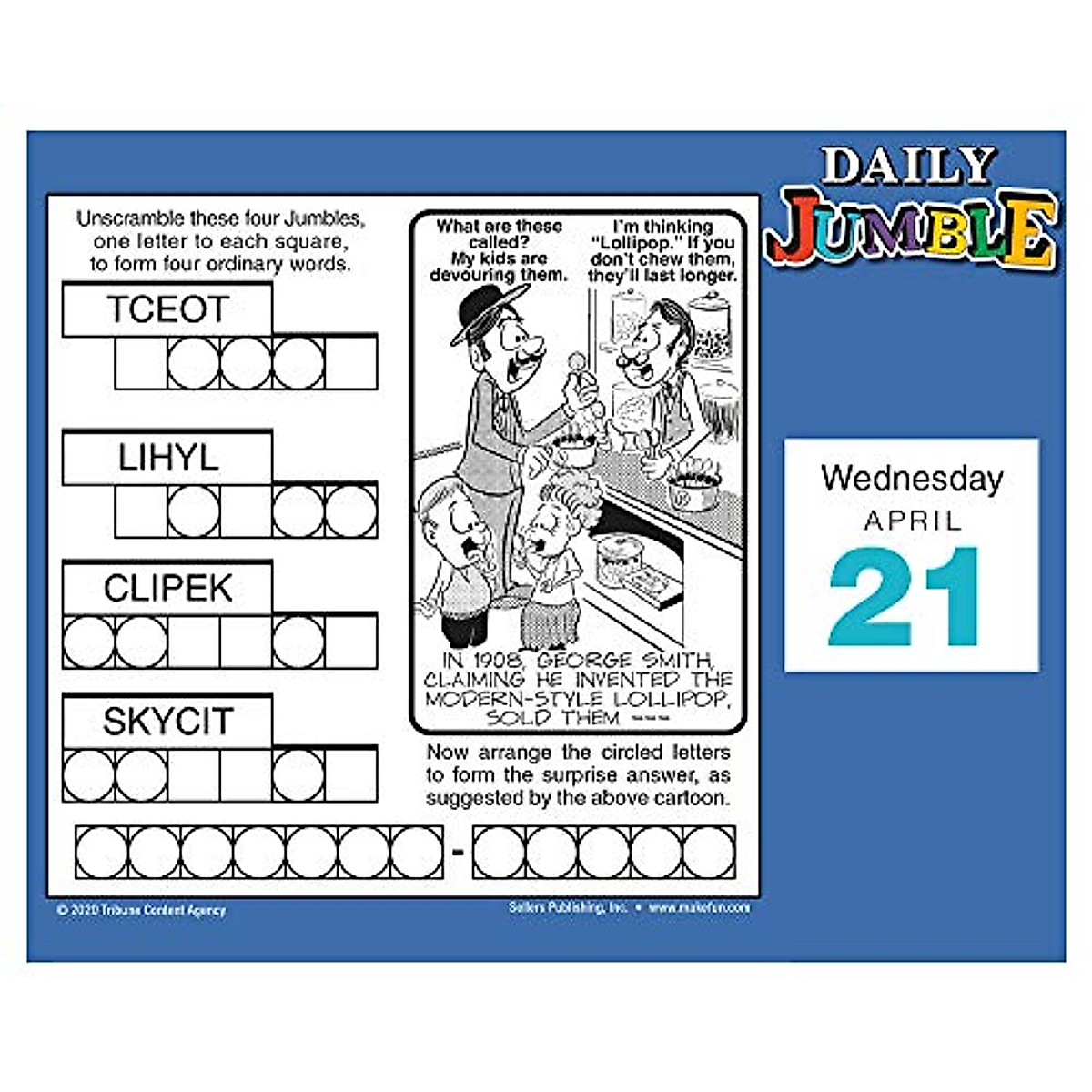 2021 The Daily Jumble® Boxed Daily Calendar
