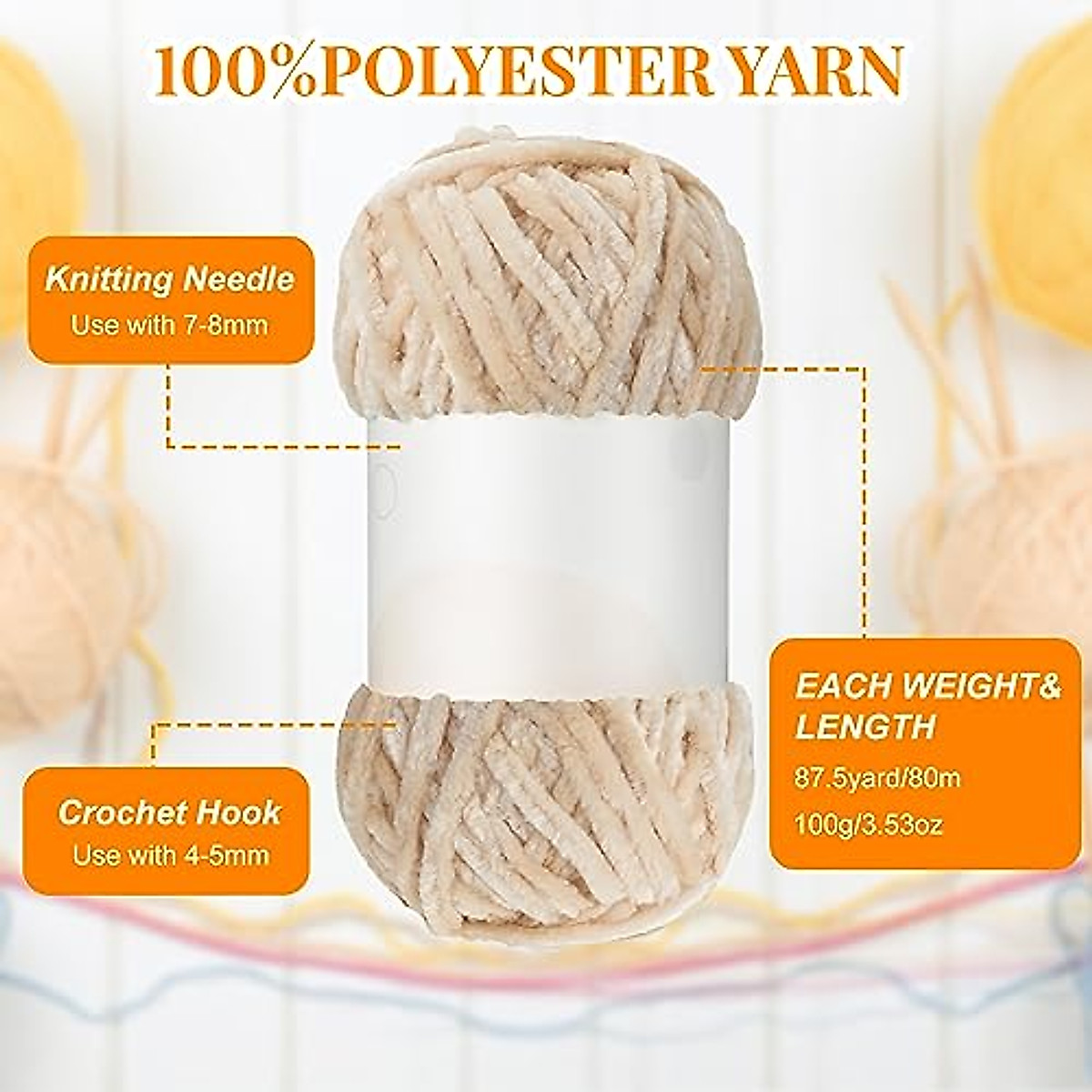 Timgle 27 Skeins Crochet Yarn for Crocheting Knitting 2362.5 Yards Chenille Blanket Soft Plush Bulky Fluffy Yarn Bulk for Beginners Hand DIY Craft Sweater Shawl 100g Each(Chic Color)