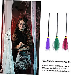 Abaodam 3pcs Witch Broom Halloween Wizard Broom Kids Halloween Costume Witch Supplies Cosplay Witch Costume Kids Clothes Mini Broom Decor Halloween Small Broom Make up Apparel Plastic