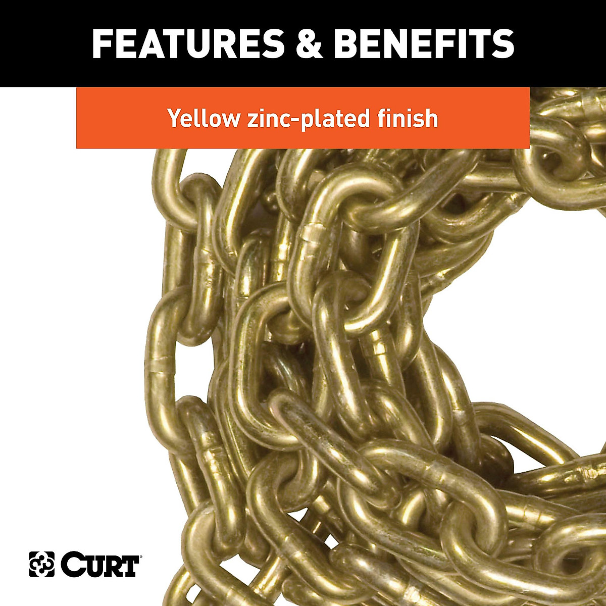 CURT 80306 16-Foot Transport Binder Chain, 5/16-Inch Clevis Hooks, 18,800 lbs Break Strength, Load Tie-Down, Trailer, Flatbed