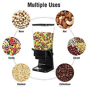Mivvosakuki Cereal Dispenser Countertop Dual Dry Food Dispenser Large Cereal Containers Storage Organizer Dispensador De Cereales Candy Machine Rice Dispenser For Snack,Nuts, Granola(Black,1PC)