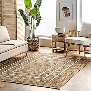 nuLOOM Caile Hand Loomed Raised Geometric Jute Area Rug, 10' x 14', Ivory