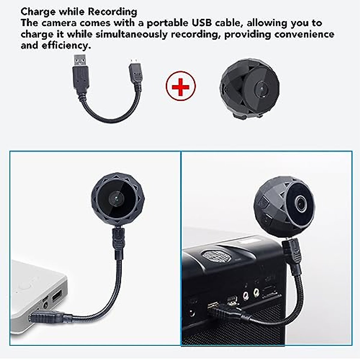 ASHATA Indoor Smart Security Camera, Security Camera Wireless with Magnetic Mount, 1080p Night Vision Motion Detection Loop Recording Support 128GB Storage Card