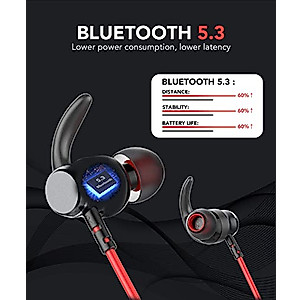 FAMOO Wireless Headphones, Neckband Bluetooth 5.3 Headphones with 24Hrs Playtime, Bluetooth Earbuds with Mic, USB-C, IPX7 Waterproof HD Stereo Ear Buds for Sports and Workout