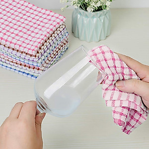 uxcell Cotton Terry Small Kitchen Dish Cloth, Absorbent and Quick Drying Cleaning Dish Rags, 15 x 10.5 Inches, Pack of 6, Pink