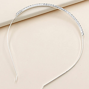 Small Silver Rhinestone Headbands for Wedding Brides, Classy Women Girls Hair Styling Accessories, Gift Hair Band for Mom Teen Toddler Girl Stuff, Headdress Decor, Back to School Outfits, 1 Pack