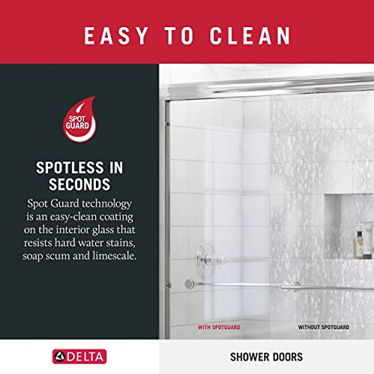Delta Shower Doors SD3956994 Classic Semi-Frameless Contemporary Sliding Shower 60"x71", Nickel Track