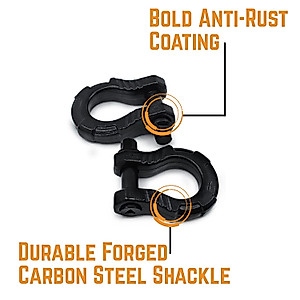 GearAmerica UBER Shackles with Anti-Theft Lock – 80,000 Lbs (40 T) Strength – Connect Tow Strap or Winch Line for Off-Road Recovery – Towing D-Rings and ?” UberLock Security Pin – Black, 2-Pack