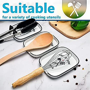 FANGSUN Large Spoon Rest for Stove Top, Ceramic Spoon Holder for Kitchen Counter,Farmhouse White Spoon Rest for Kitchen Decor, Cooking Utensil Rest for Spatula, Ladles, Tong, White-B