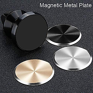 VizGiz 4 Pack Mount Metal Plate for Magnetic Car Mount Vehicle Air Vent Dashboard Holder Cradle Strong Adhesive Sticker Replacement Magnet Patch Universal Circular Disc for Mobile Phone GPS MP4