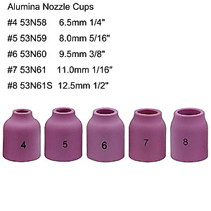 63PCS TIG Welding Torch Stubby Gas Lens #10 Pyrex Glass Cup Kit for WP-17/18/26