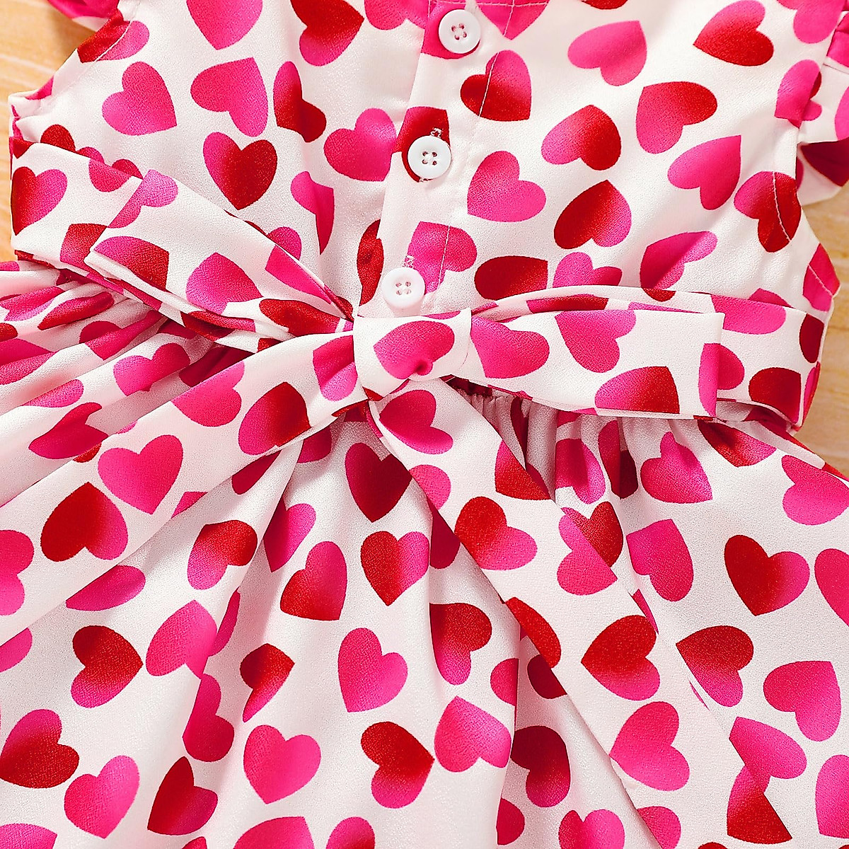 Toddler Girls Valentine's Day Dress Baby Ruffled Stripe Love Heart Print Princess Sundress One-Piece Clothes (Red, 18-24M)