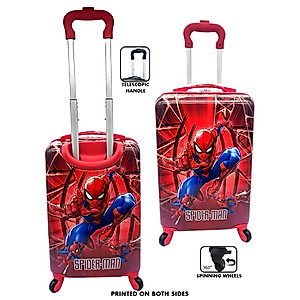 Fast Forward Kids Licensed Hard-Side 20” Spinner Luggage Lightweight Carry-On Suitcase (Spiderman - 2)