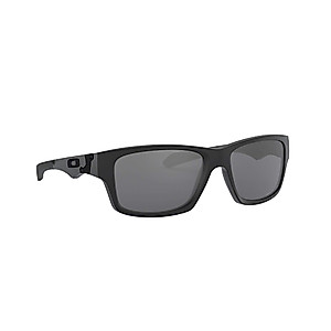 Oakley Men's 0OO9135 Jupiter Squared Rectangular Sunglasses, Matte Black/Black Iridium Polarized, 56 mm