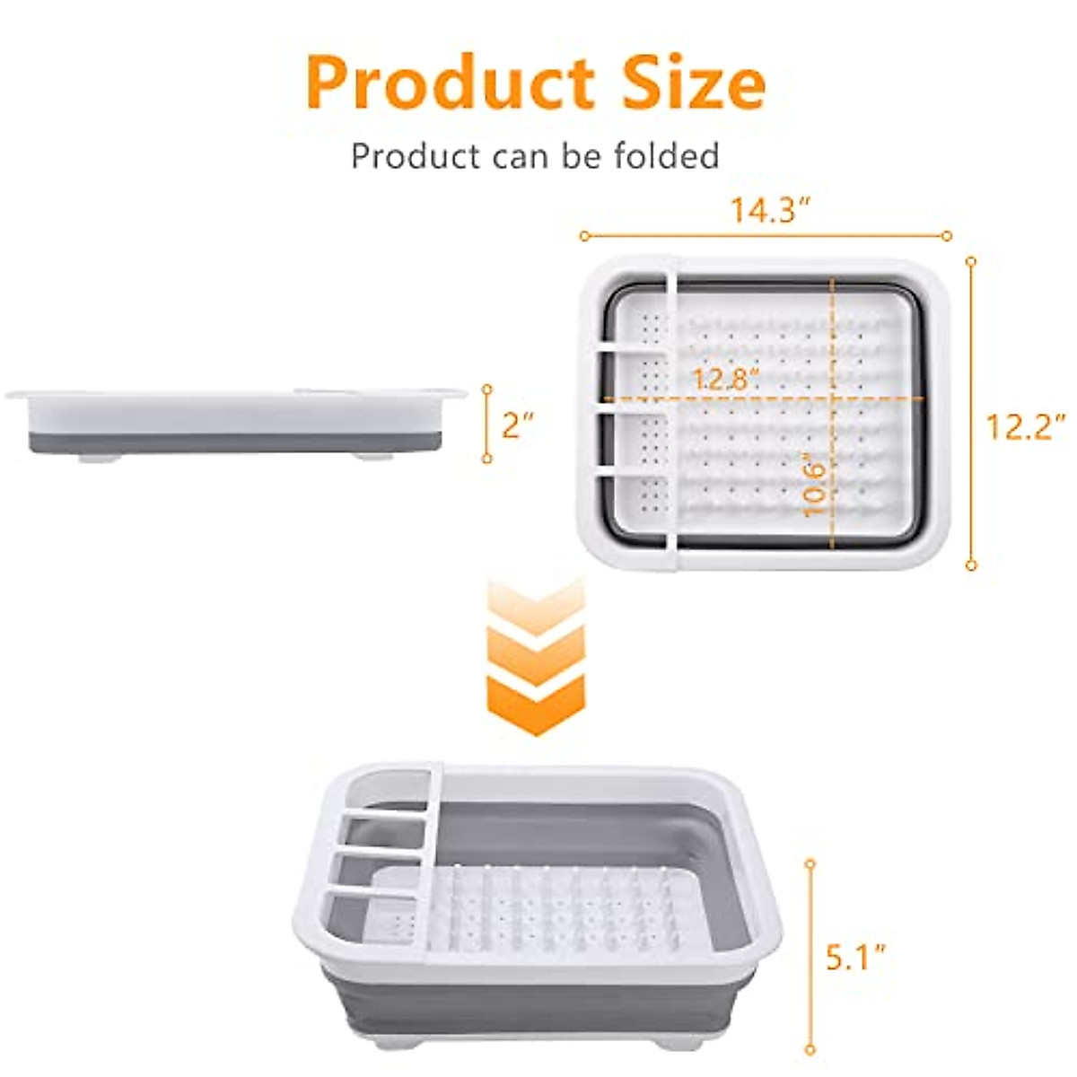 Goderewild Collapsible Dish Rack with Drainboard for Drying Dishes - Space-Saving Foldable Design with Dinnerware Storage Tray/Basket - Perfect for Kitchen Counter Organization