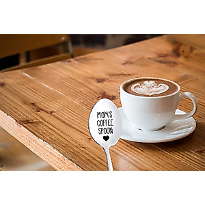 Mom’s Coffee Spoon for Christmas Gift for Mom Birthday Presents from Daughter Son Engraved Stainless Steel Spoon for Dessert Teaspoon for Mommy Mother Gift from Children