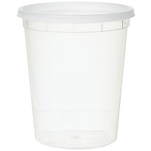 YW Plastic Soup Food Container with Lids (12), 32 oz, 12 Pack, Clear