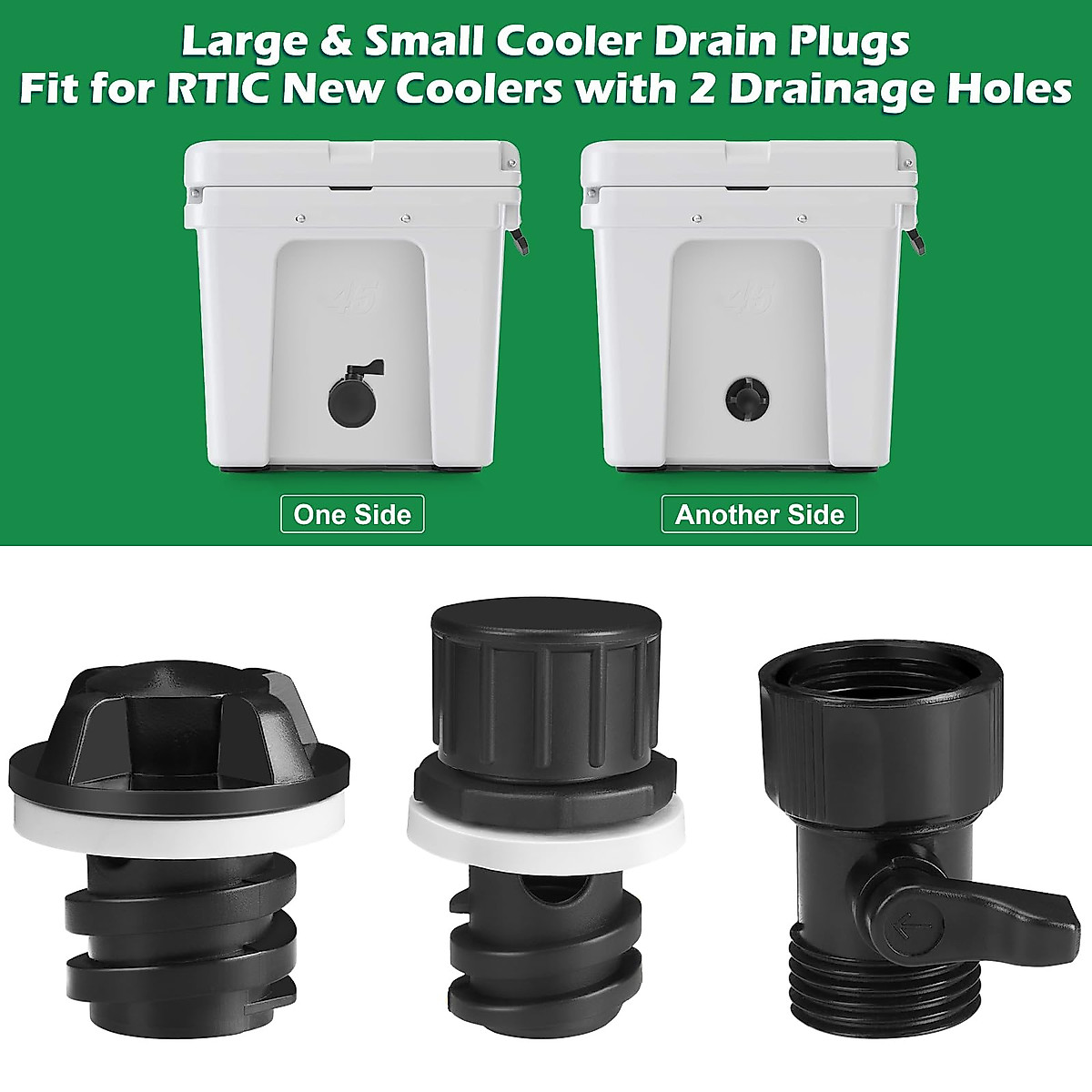 WADEO Cooler Drain Plug Hose Connection Kit with 6FT Garden Hose and Shut Off Valve for Yeti, Rtic Coolers