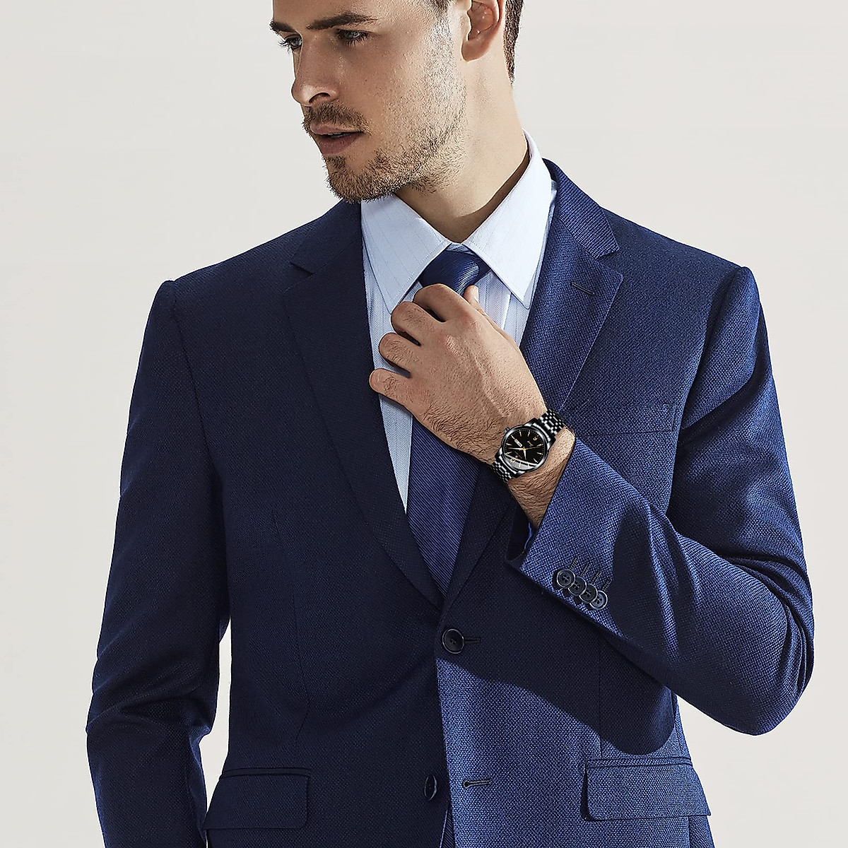 BY BENYAR AKNIGHT Watches for Men Quartz Movement Watch，Waterproof Luminous Men's Watch, Stainless Steel Strap Business Watches