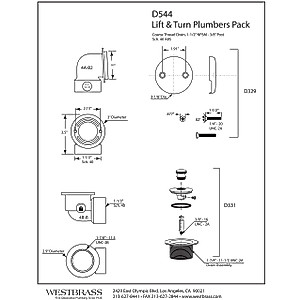 Westbrass Twist & Close Sch. 40 ABS Plumber's Pack with Two-Hole Elbow, Polished Brass, D544-01