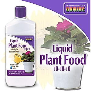 Bonide Houseplant Liquid Plant Food 10-10-10, 8 oz Concentrated Fertilizer for Indoors, Use Every Time You Water