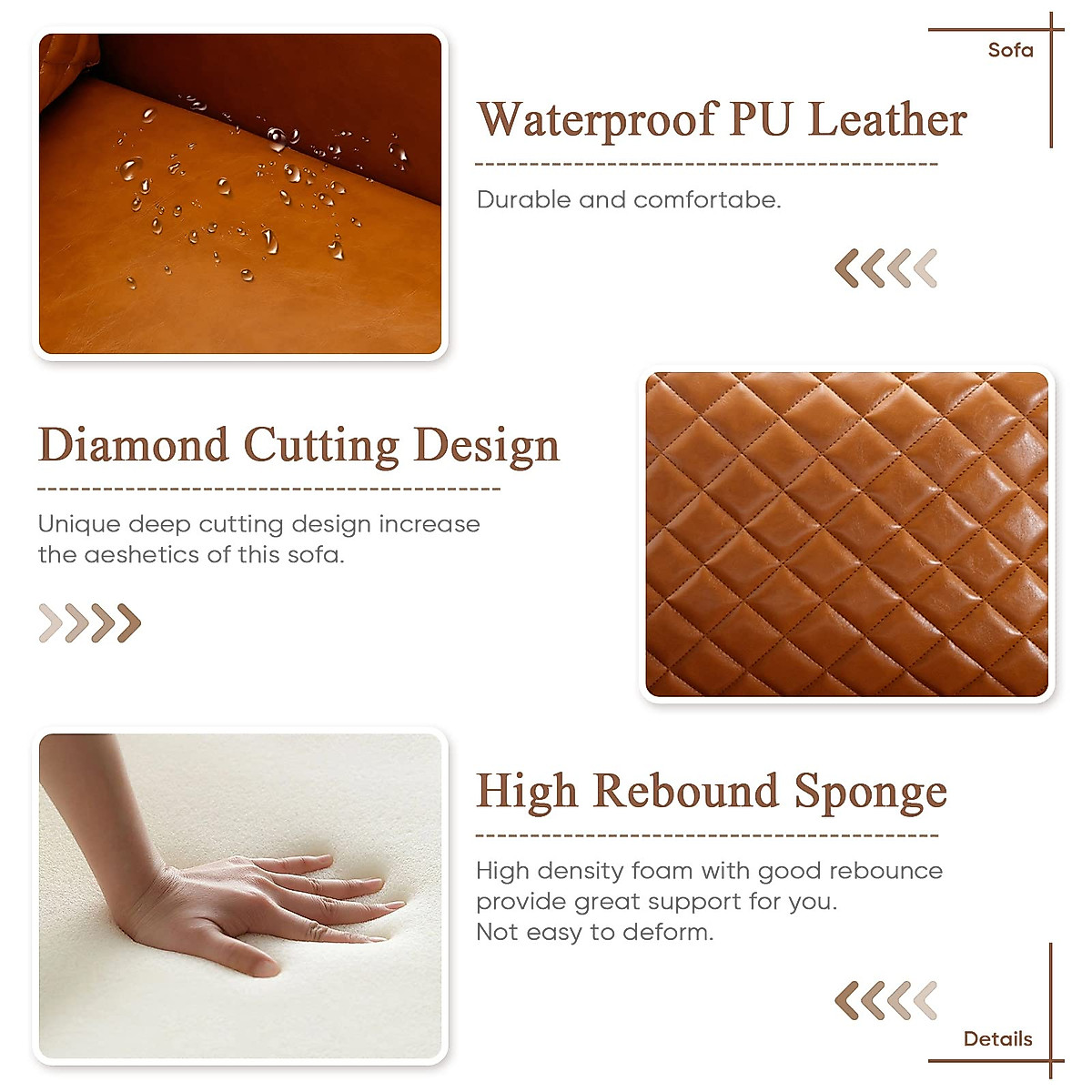 Deolme Convertible Sleeper Sofa Bed, Modern Loveseat Couch with Pull Out Bed, Small Love Seat Futon Sofa Bed with 2 Pillows&Side Pockets&Storage for Living Room,Sofa cama para habitacion (Brown PU)