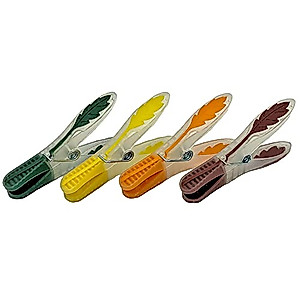 Fall Leaf Themed Plastic Clothespins with Non-Slip Grips, 24 Pack, Green
