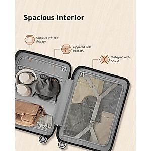 LUGGEX 28 Inch Luggage with Spinner Wheels - 83L Polycarbonate Expandable Hard Shell Suitcases Large Checked Luggage (Black Suitcase)