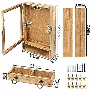 Qiannhee Large Shadow Box Display Case,11x16 Shadow Box Frame with Drawers and Removable Shelves of Flower Photos Wood pet Memorial Shadow Box, Wood Shadow Box as a Wedding Gifts (Rustic Brown)