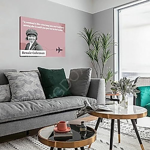 African American Pilot Bessie Coleman Portrait Inspirational Quote Art Poster (1) Canvas Poster Bedroom Decor Office Room Decor Gift Frame-style 20x16inch(50x40cm)