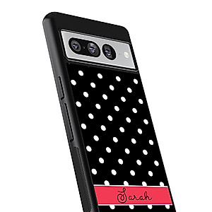 Polka Dot Black White Red Personalized Black Rubber Phone Case Compatible With Google Pixel 8 Pro, 8a, 8, 7a, 7, Pixel 7 Pro, 6a, Pixel 6 Pro, 6, Pixel 5, 4a 5G, 4a 4G, 4, 4 XL, 3a, 3a XL, 3, 3